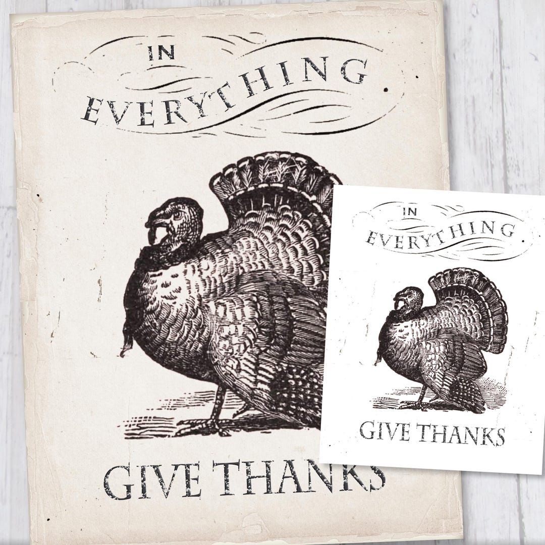 Primitive Thanksgiving Turkey Label - Thankful - Pantry Crock ...