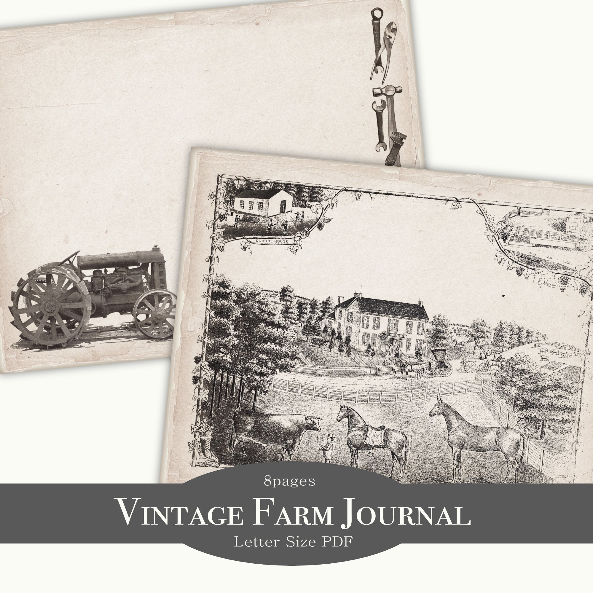 Farm Animals Junk Journal Kit - Vintage Printable Farm Ephemera - Ads ...