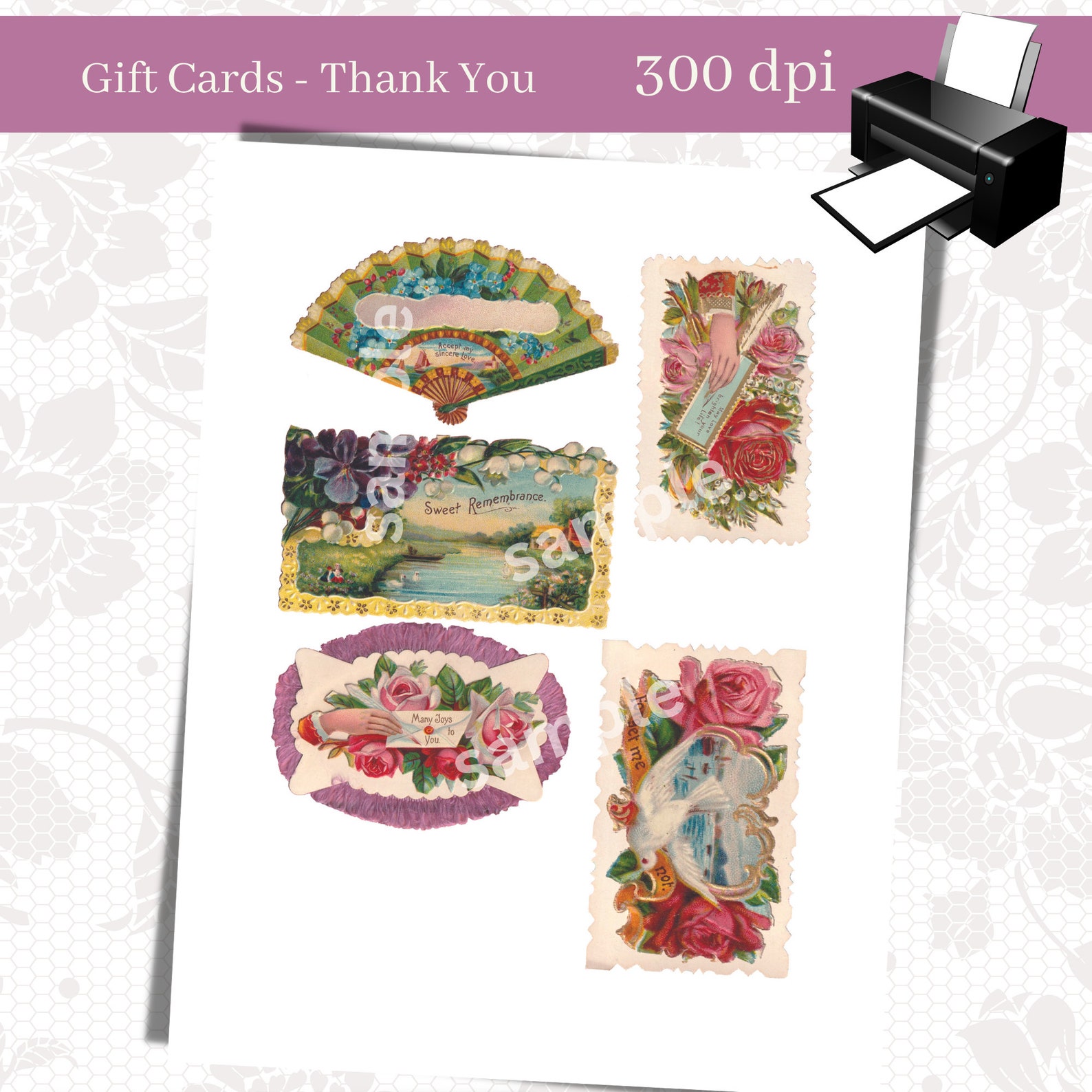 20 Victorian Calling Cards: Antique Floral Ephemera (digital Download ...