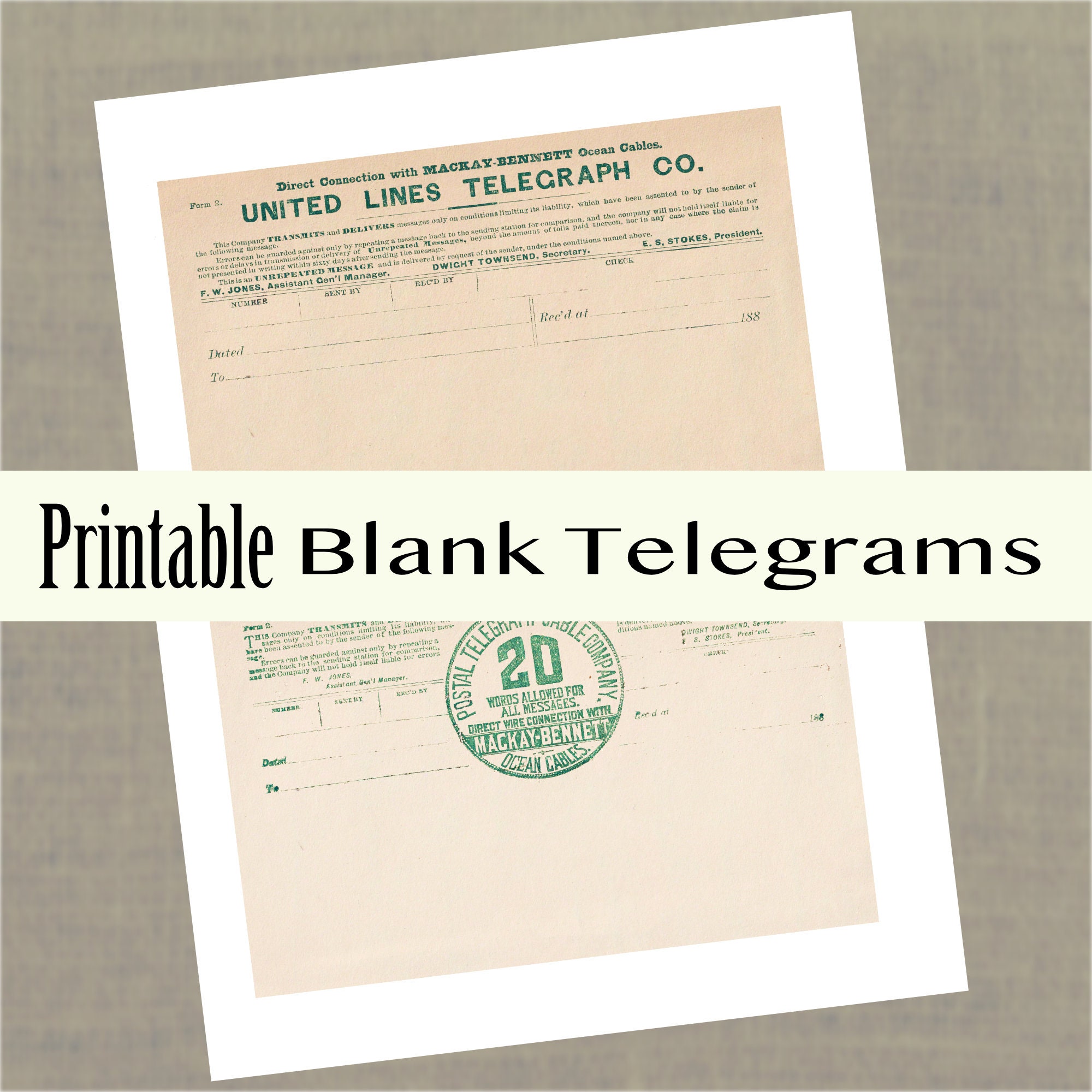 Vintage 1800s Telegram Template: Printable Antique Ephemera (digital ...