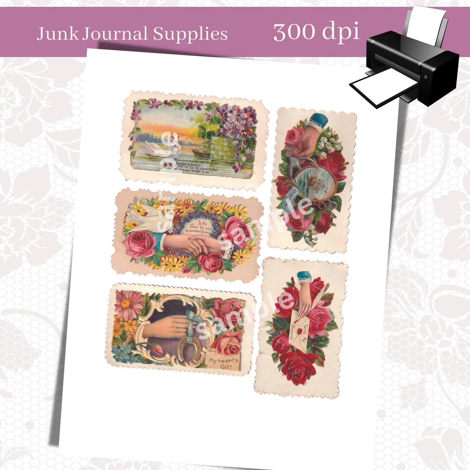 20 Victorian Calling Cards: Antique Floral Ephemera (digital Download ...