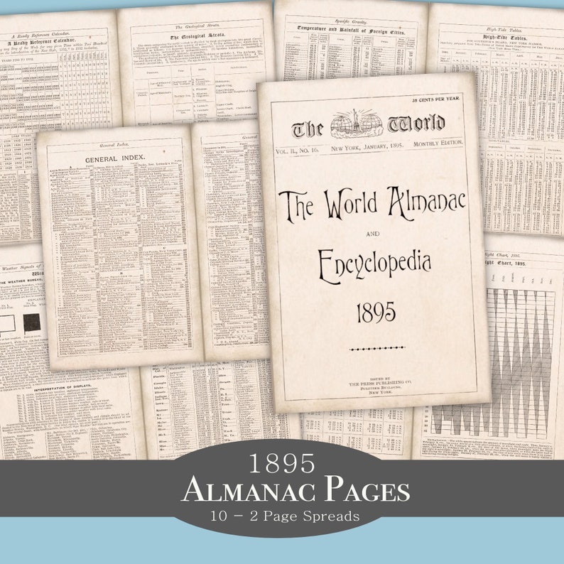 Printable Almanac Pages for Junk Journal - Junk Journal Book Pages ...