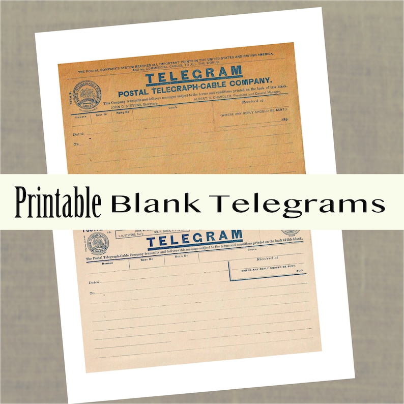 Vintage 1800s Telegram Template: Printable Antique Ephemera (digital ...