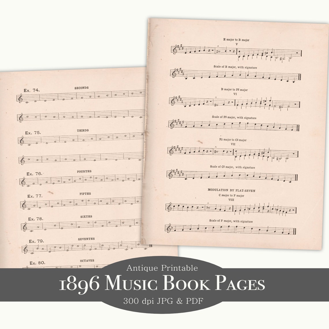 Printable Music School Book Pages - Basic Junk Journal Papers - Digital ...