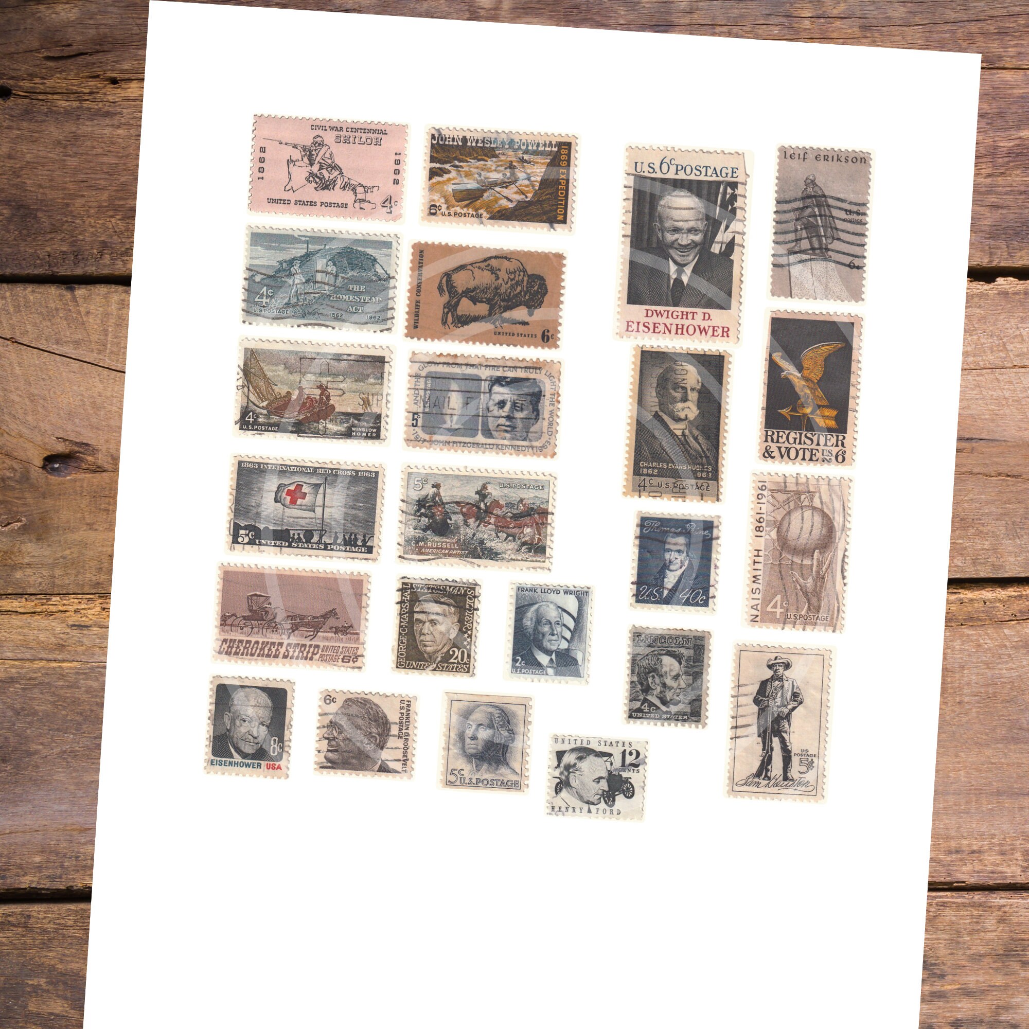 Printable Postage Stamps - Neutral - Brown & Gray - Printable Ephemera ...