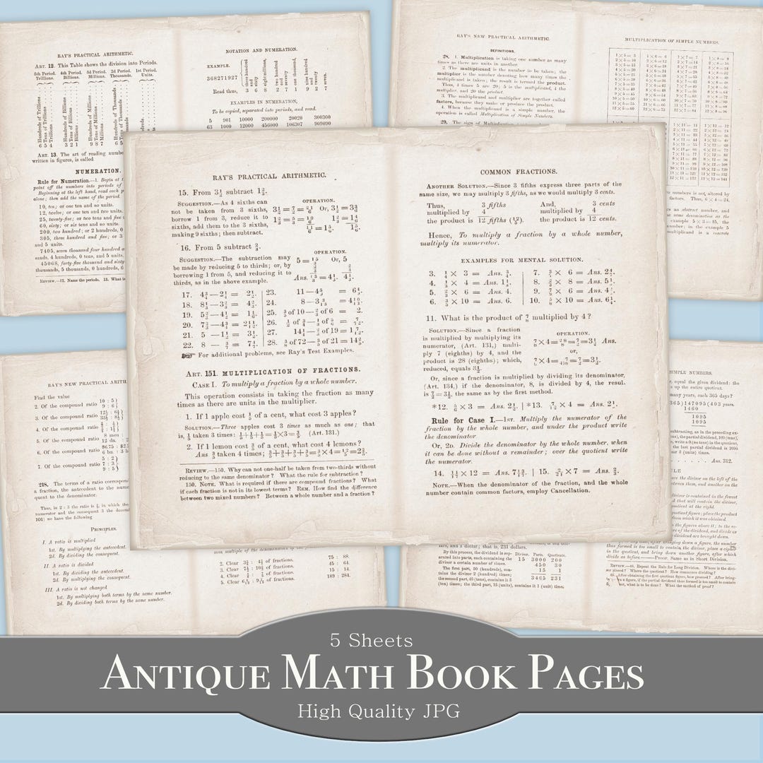 Printable Math School Book Pages - Basic Junk Journal Papers - Digital ...