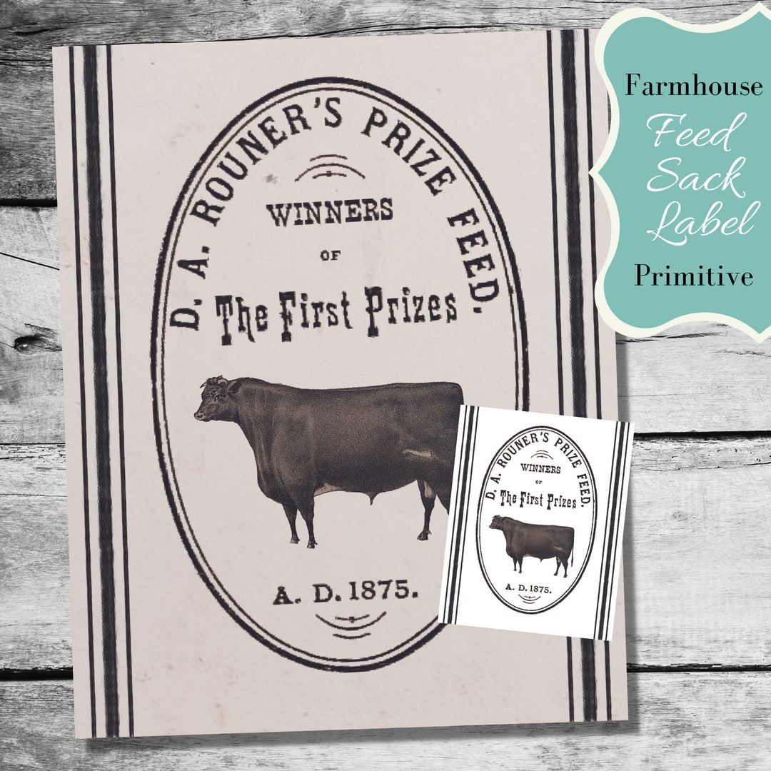Vintage Cattle Feed Sack Label - Farmhouse Printable (digital Download ...