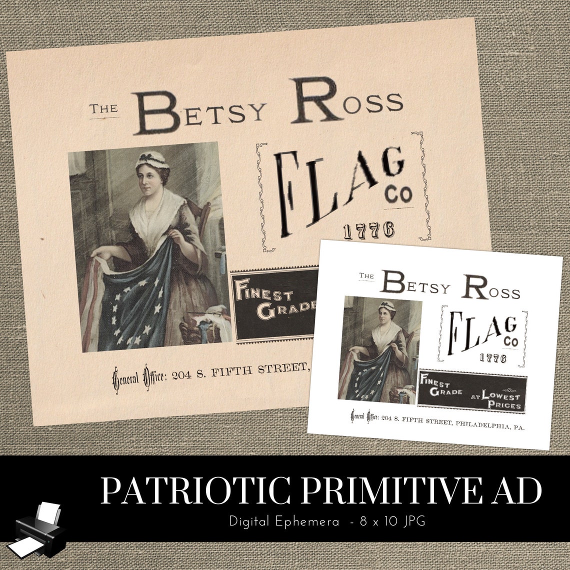 Primitive Betsy Ross Flag Decor - Digital Download - Americana ...
