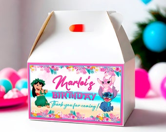 Stitch & Angel Box Label Printable Gable Box Stitch Birthday Party - Etsy