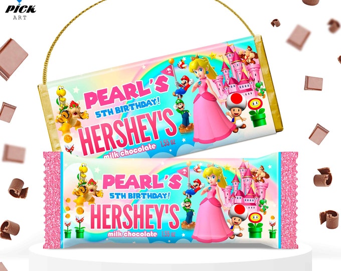 Princess Peach Candy Bar Printable Chocolate Peaches Mario Bros ...