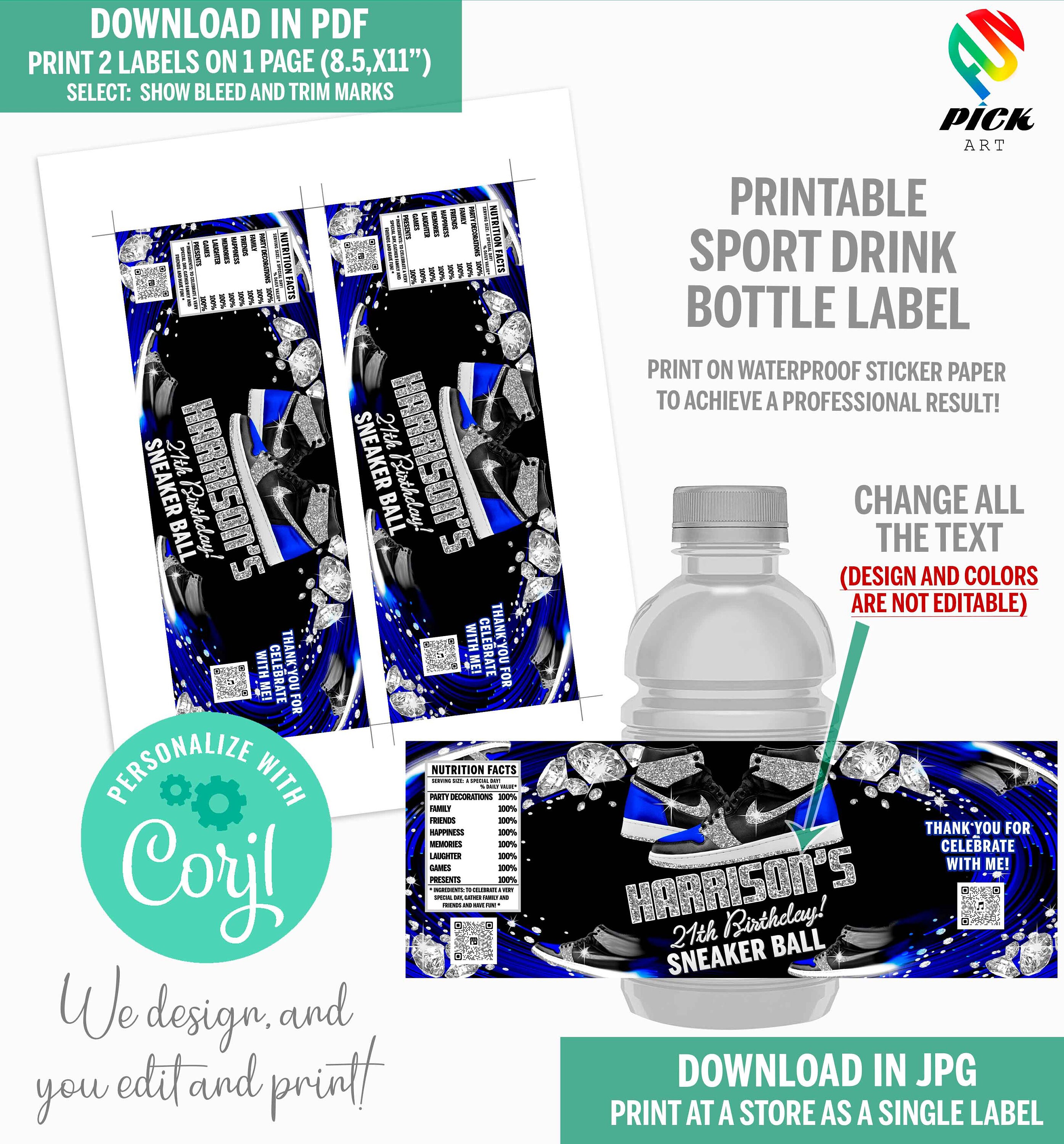 Editable Sport Drink Label Editable Drink Label Editable - Etsy