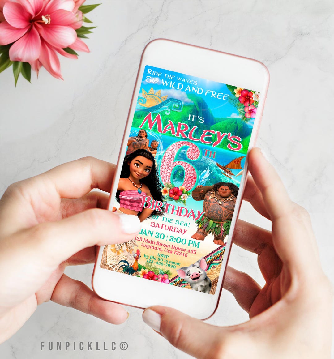 Moana E-invite Template for DIY, Moana Text Message Invitation, Moana ...