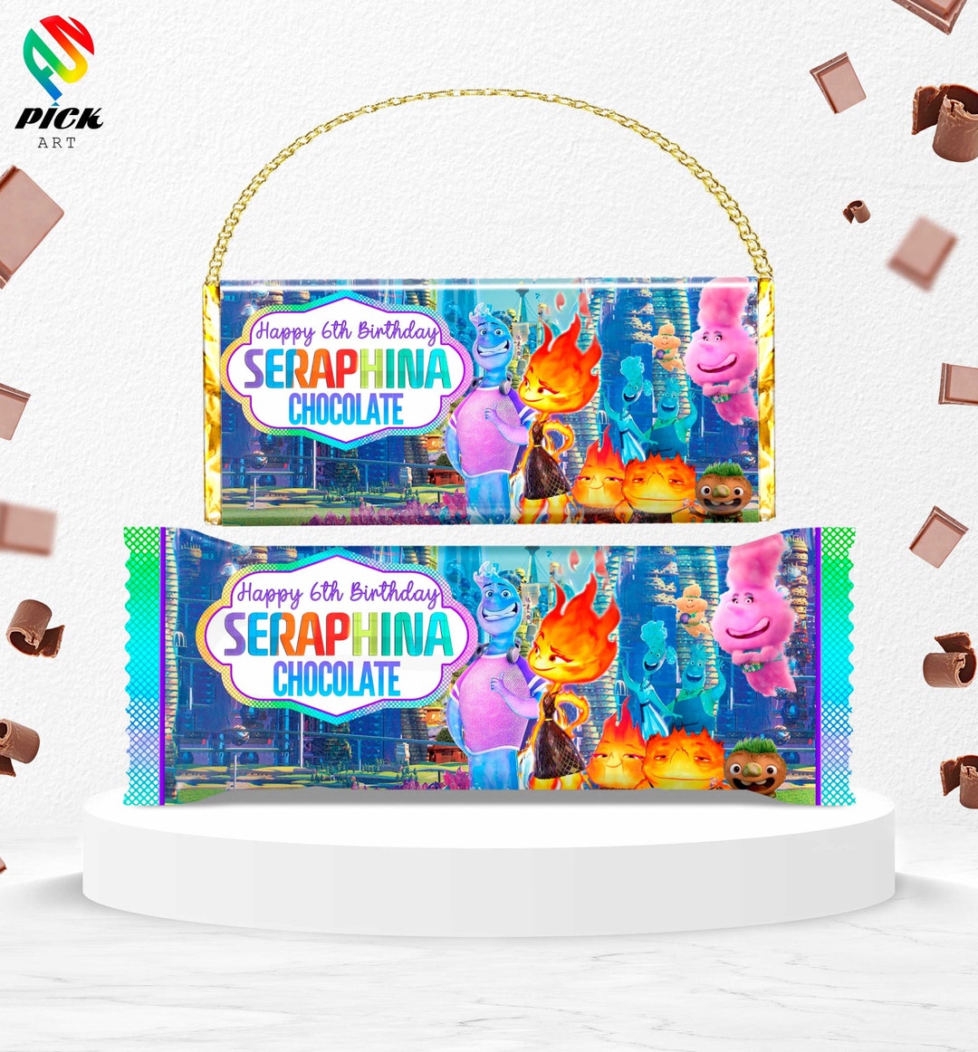 Kids Candy Wrappers Editable Chocolate Bar Fire Element Chocolate ...