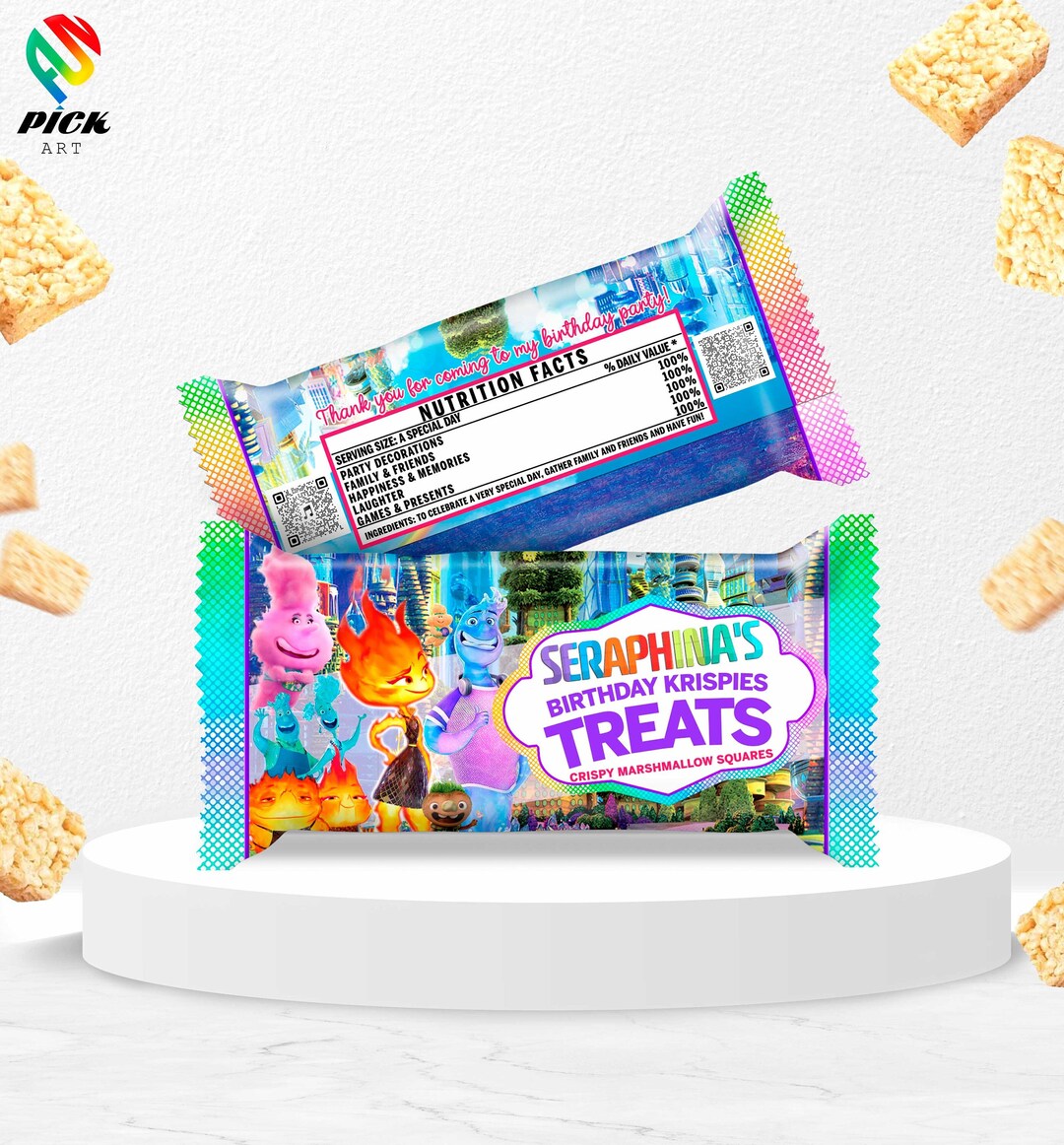 Kids Rice Krispies Wrapper Editable Candy Wrappers Fire Element Rice ...