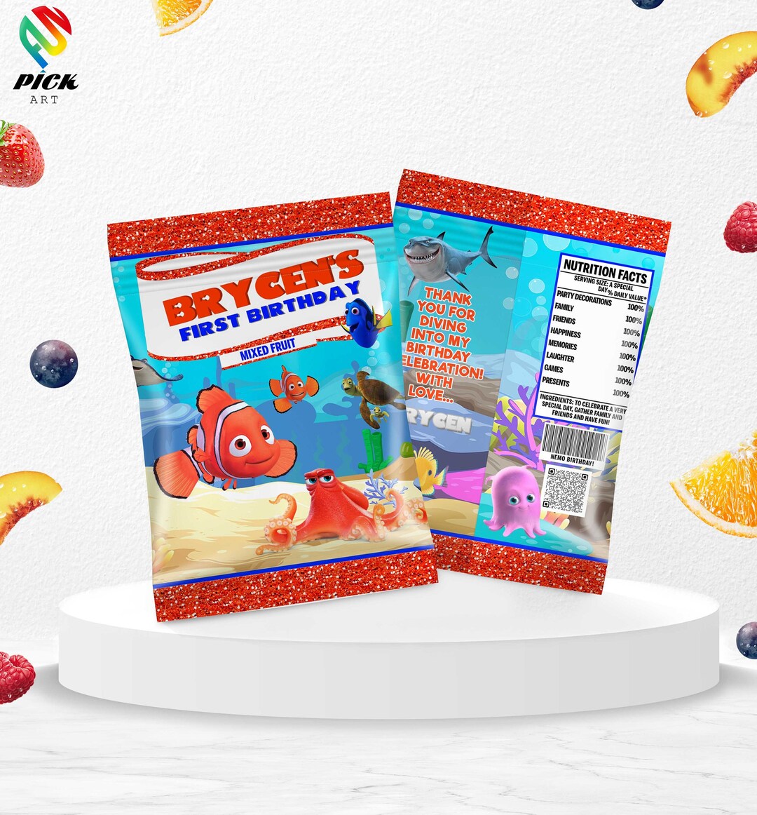 Under the Sea Fruit Snack Wrapper Marine Animals Candy Wrappers Ocean ...