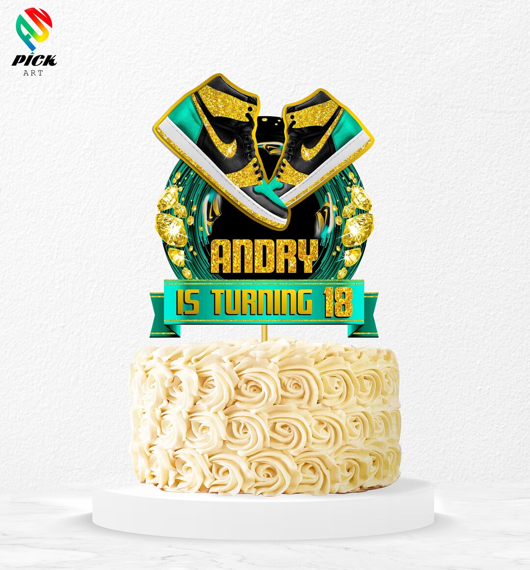 Editable Sneaker Ball Cake Topper Custom 3D Cake Topper Sneakers Cake ...