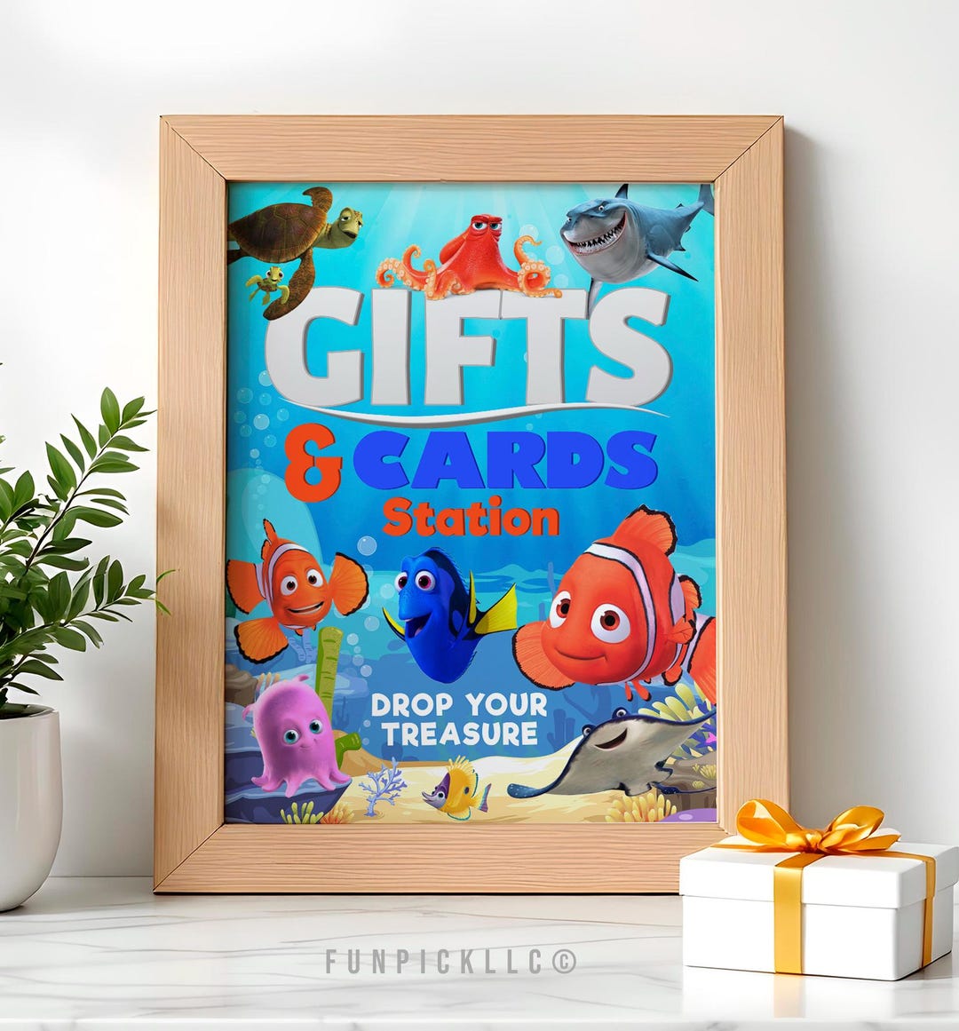 Gifts Sign for DIY, Kids Birthday Sign, Under the Sea Theme, Kids ...