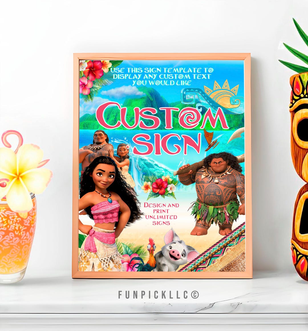 Moana Custom Sign for DIY, Moana Personalized Sign, Moana Theme, Moana ...