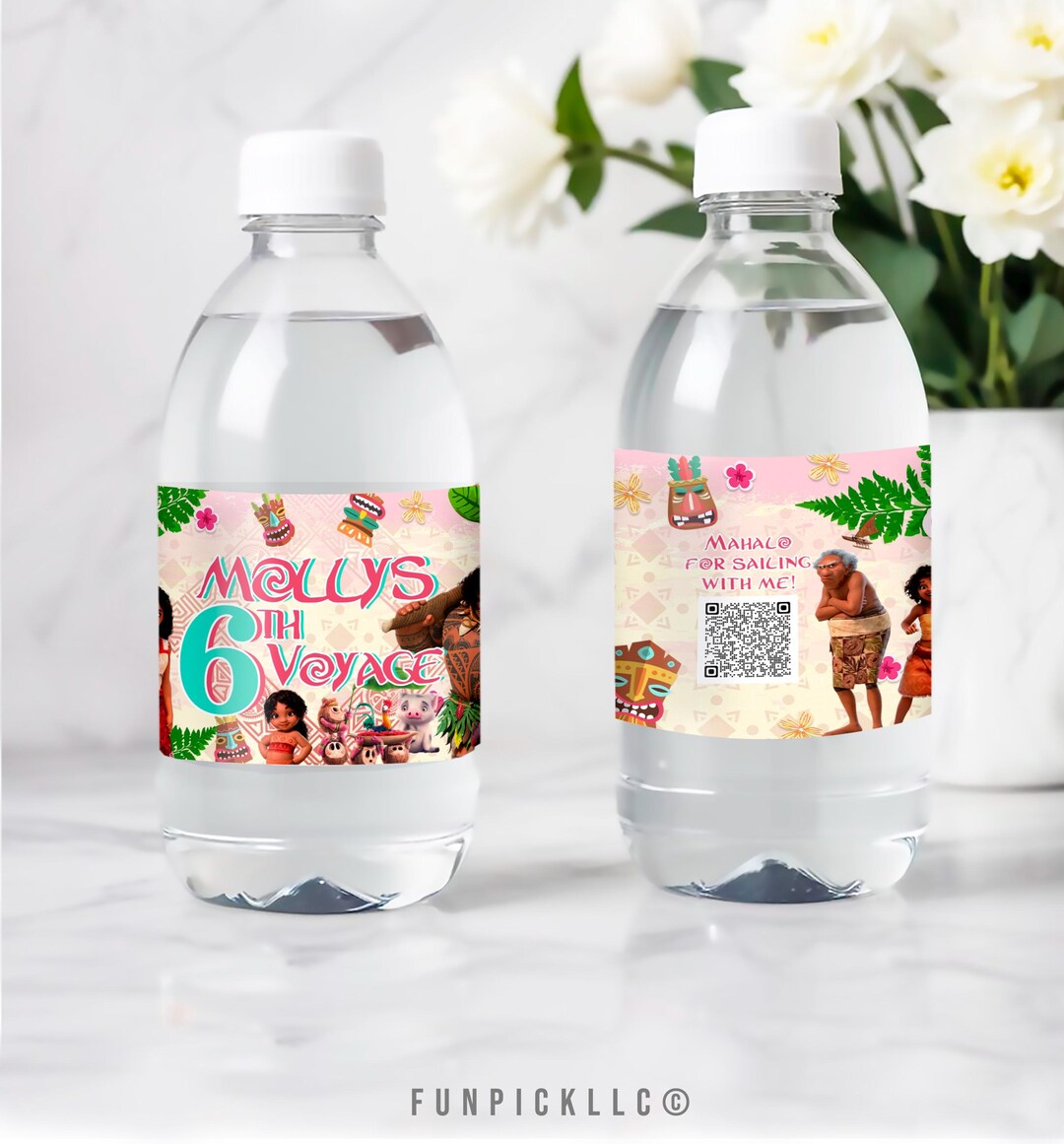 Moana Water Bottle Label for DIY, Maui Sticker for Bottle, Moana Theme ...