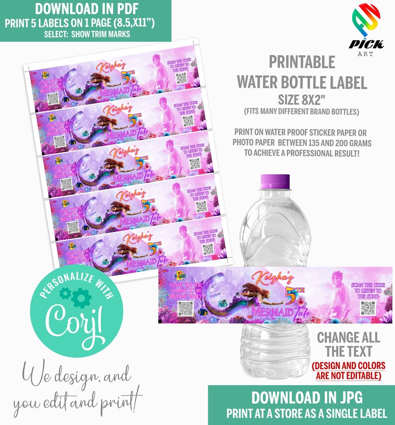 Editable Water Bottle Label Birthday Drink Label Editable - Etsy