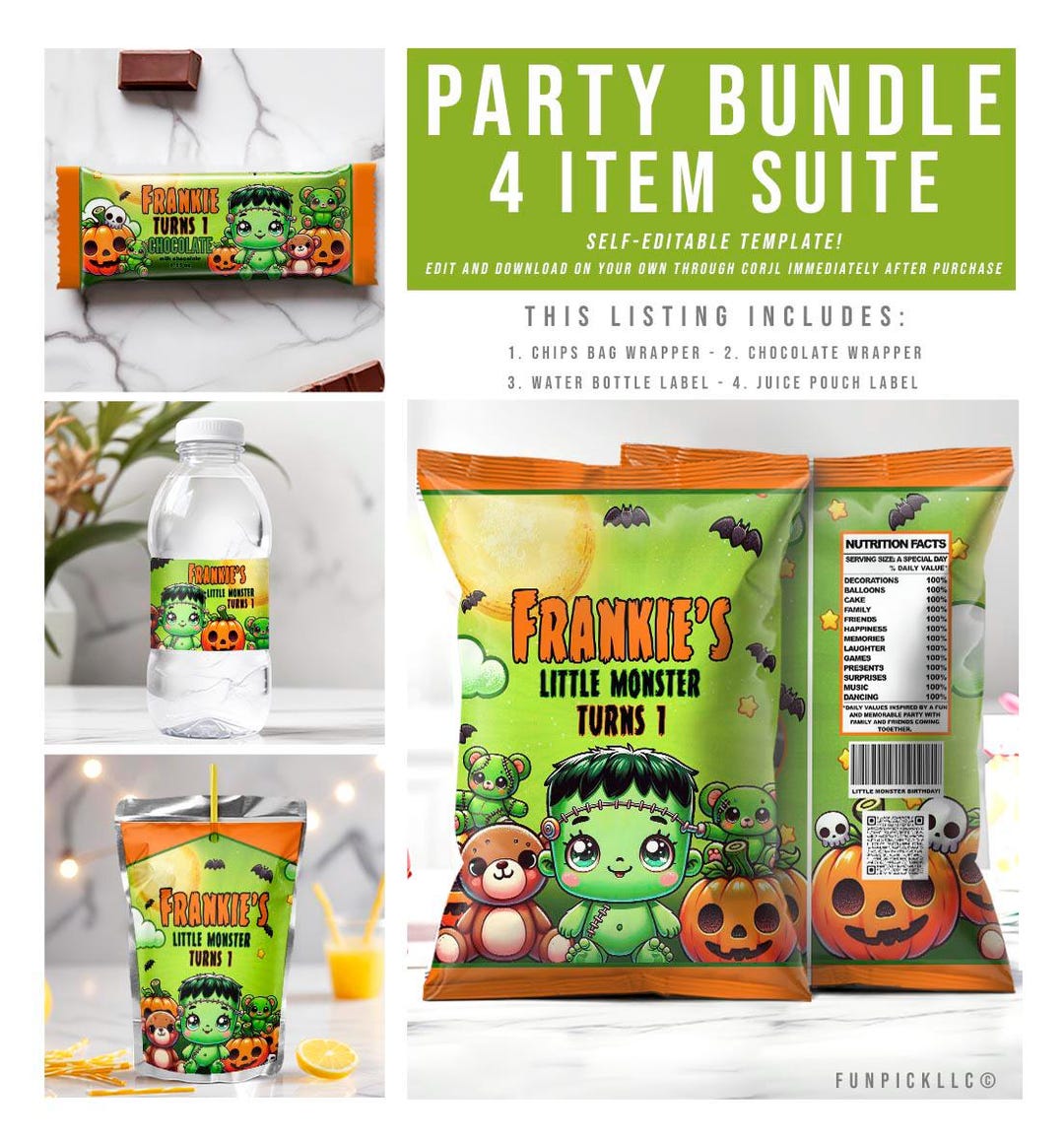Little Monster Bundle for DIY, Halloween Kit, Frankenstein Package ...