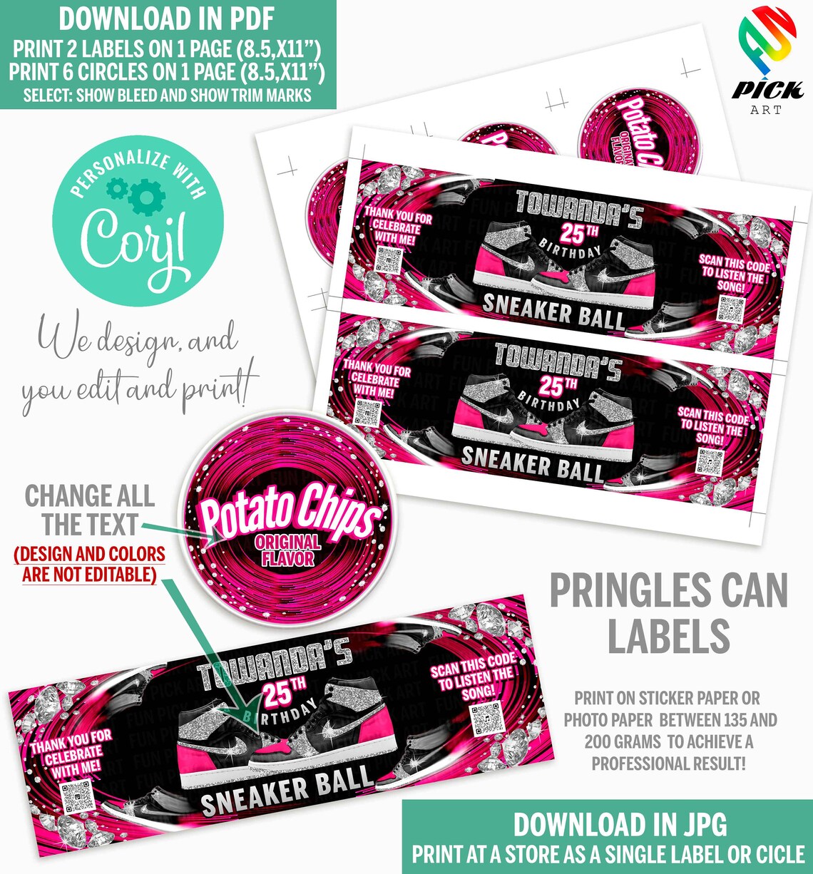 Editable Potato Chips Label, Editable Potato Wrapper, Editable Chips ...