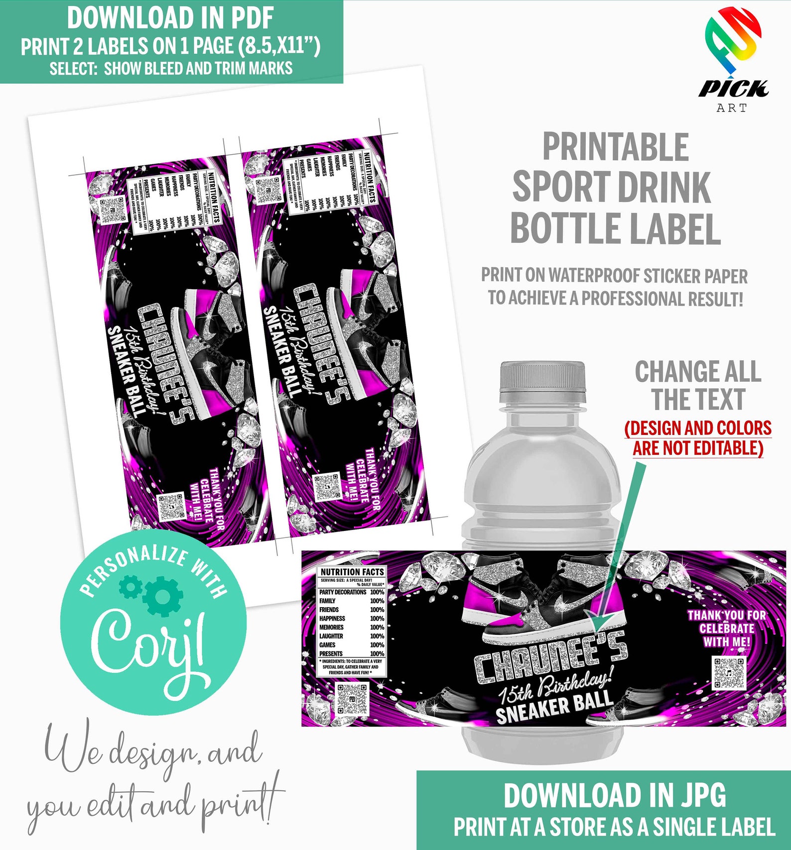 Editable Sport Drink Label, Editable Drink Label, Editable Bottle Label ...