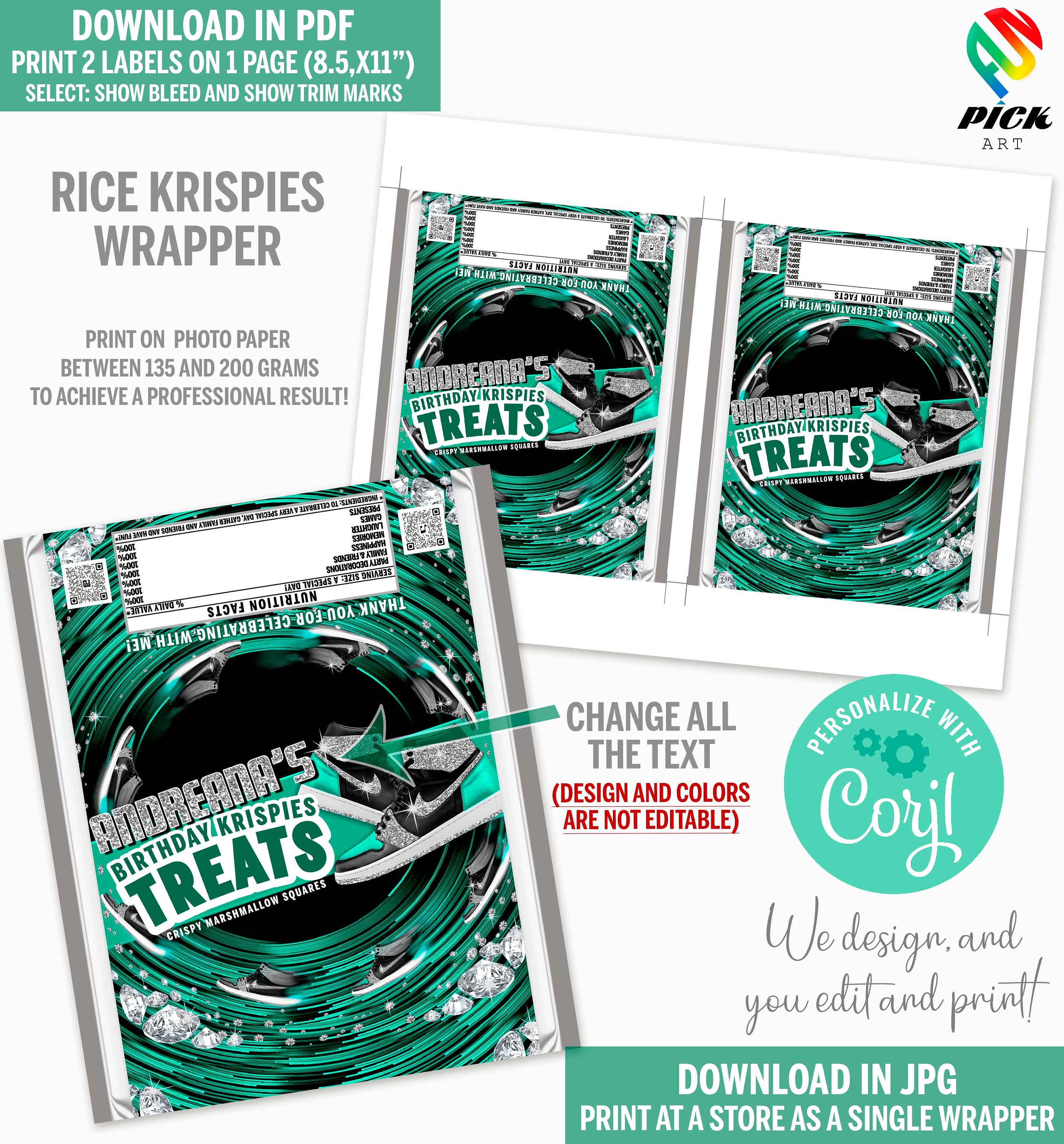 Editable Rice Krispies Wrapper Editable Candy Wrappers - Etsy