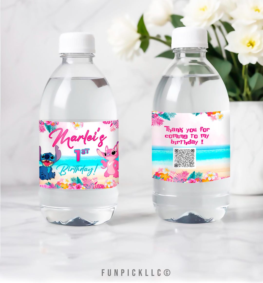 Lilo and Stitch Water Bottle Label for DIY, Stitch and Angel Sticker ...