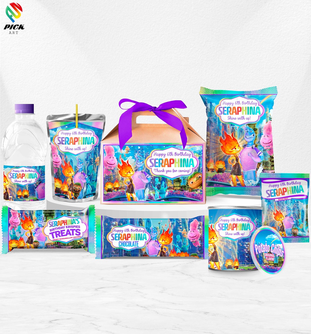 Kids Party Bundle Editable Candy Wrappers Fire Element Labels Water ...