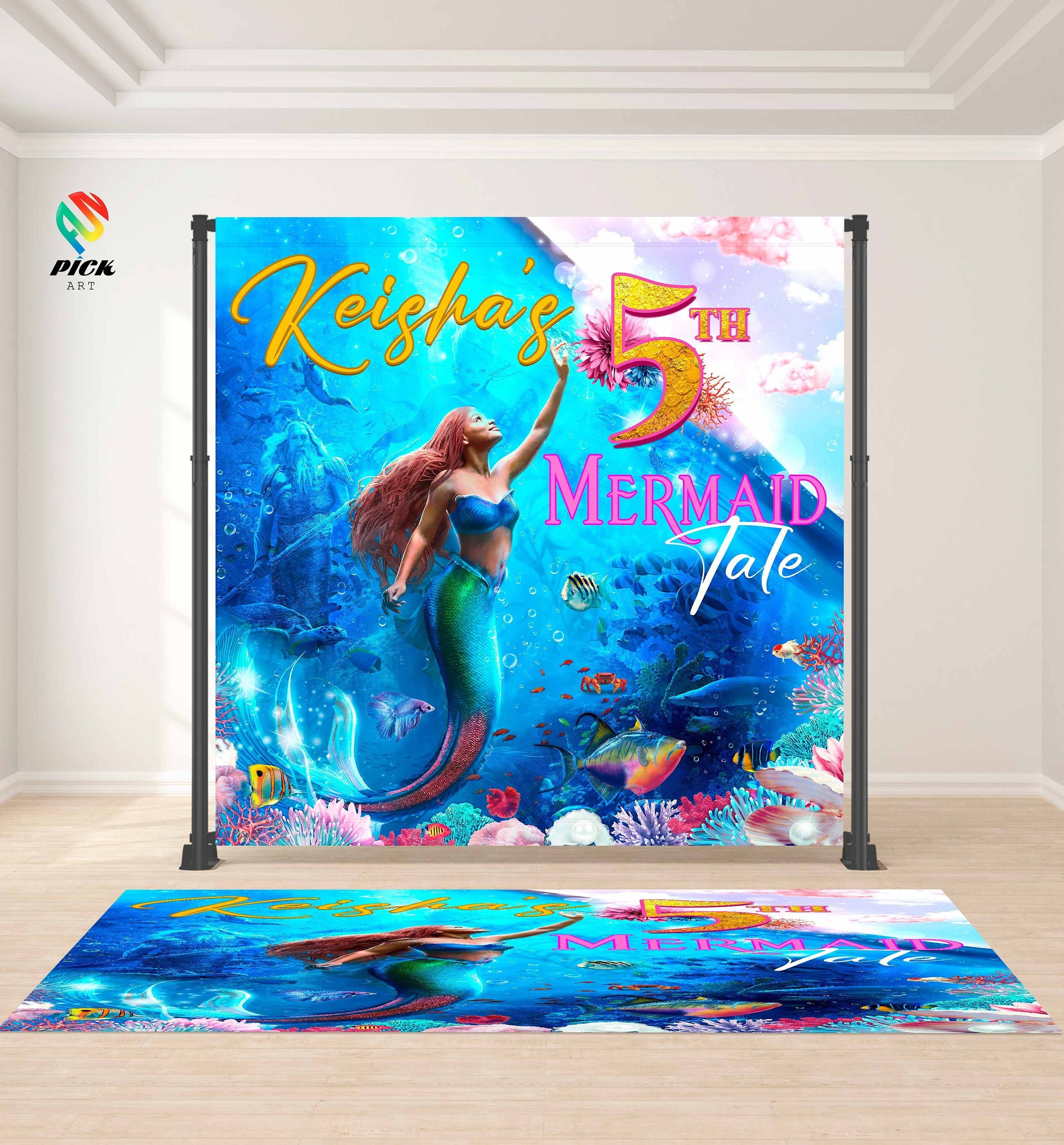 Editable Backdrop Mermaid Banner Little Mermaid Party - Etsy Australia