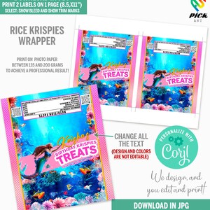 Editable Rice Krispies Wrapper | Birthday Candy Wrappers | Editable ...