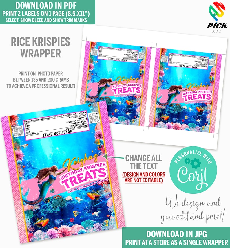 Editable Rice Krispies Wrapper Birthday Candy Wrappers Editable Rice ...