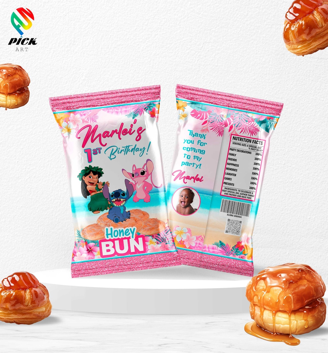 Editable Honey Bun Bag Editable Honey Bun Wrapper Birthday Honey Bun ...