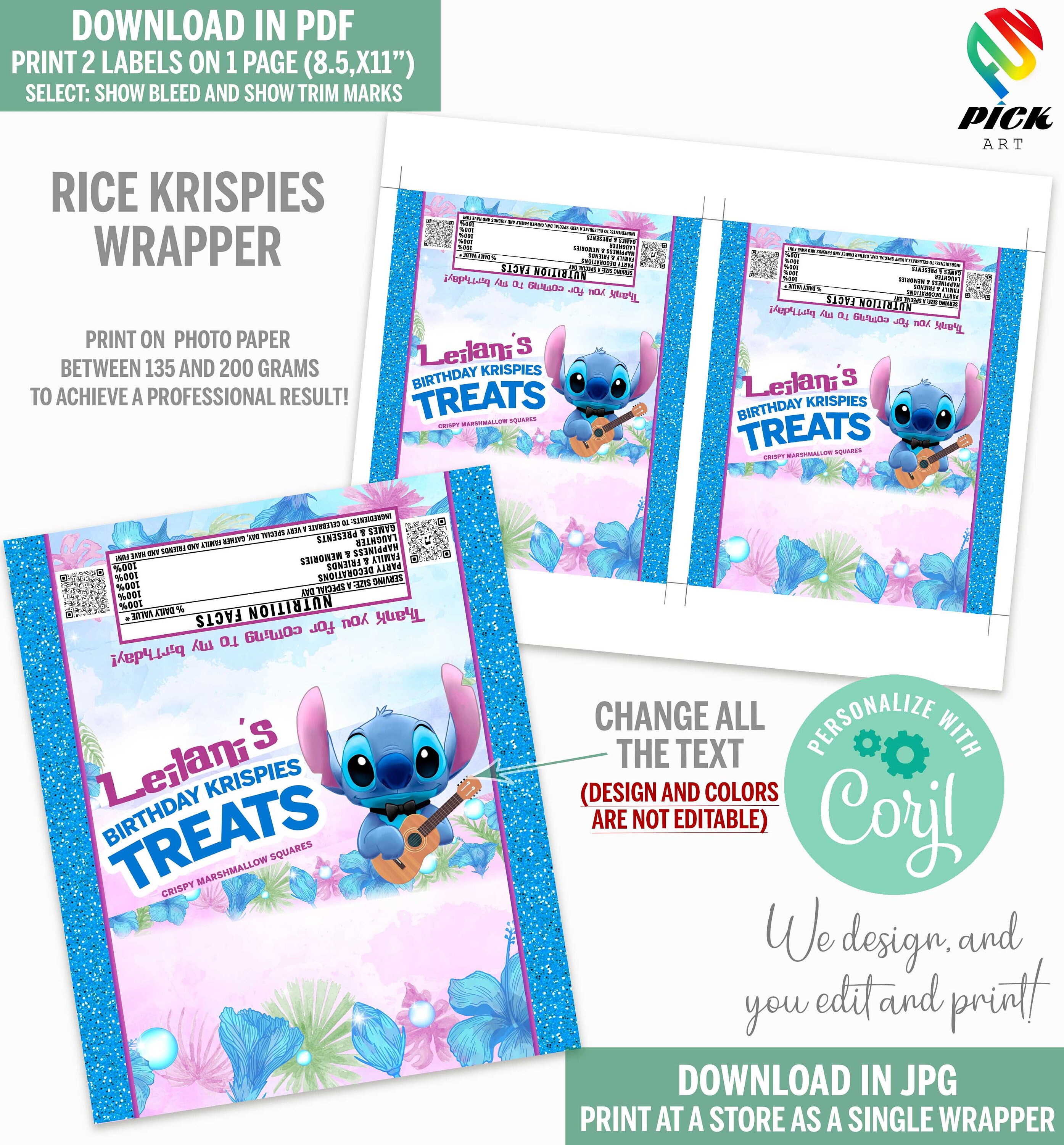 Hawaiian Rice Krispies Wrapper Luau Candy Wrappers Tropical Rice ...