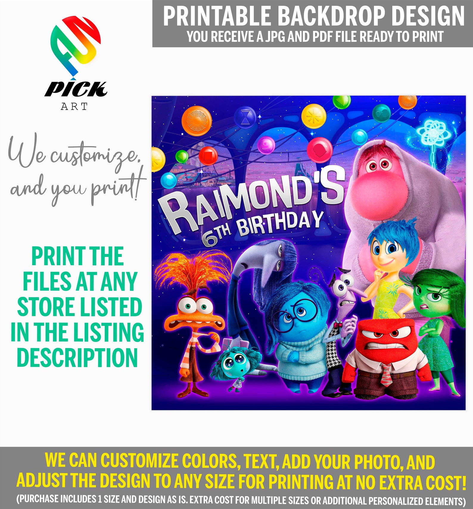 Emotions Birthday Backdrop, Joyful Birthday Banner, Emotions Custom ...