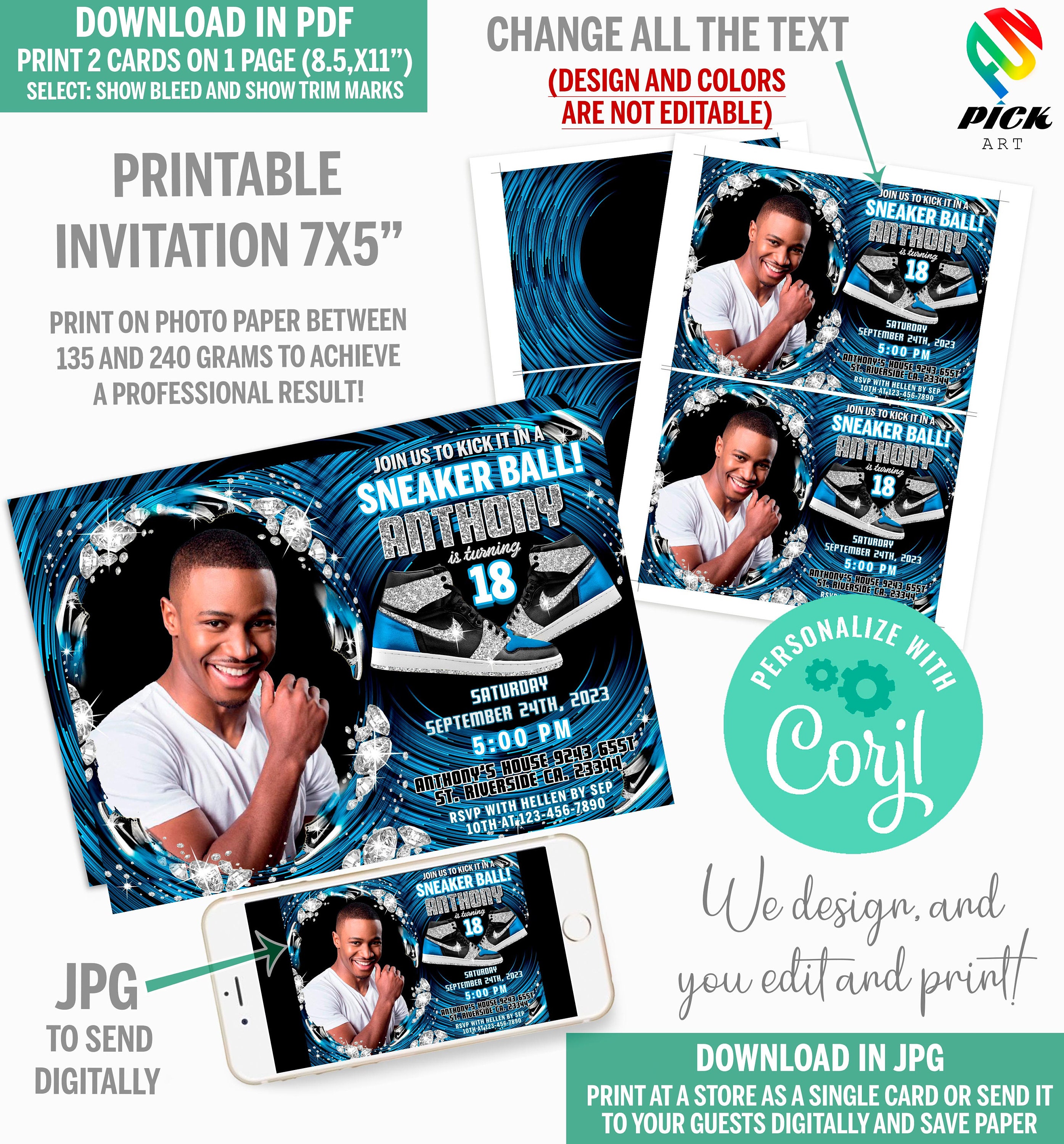 Editable Printable Invitation, Editable Phone Invitation, Birthday ...