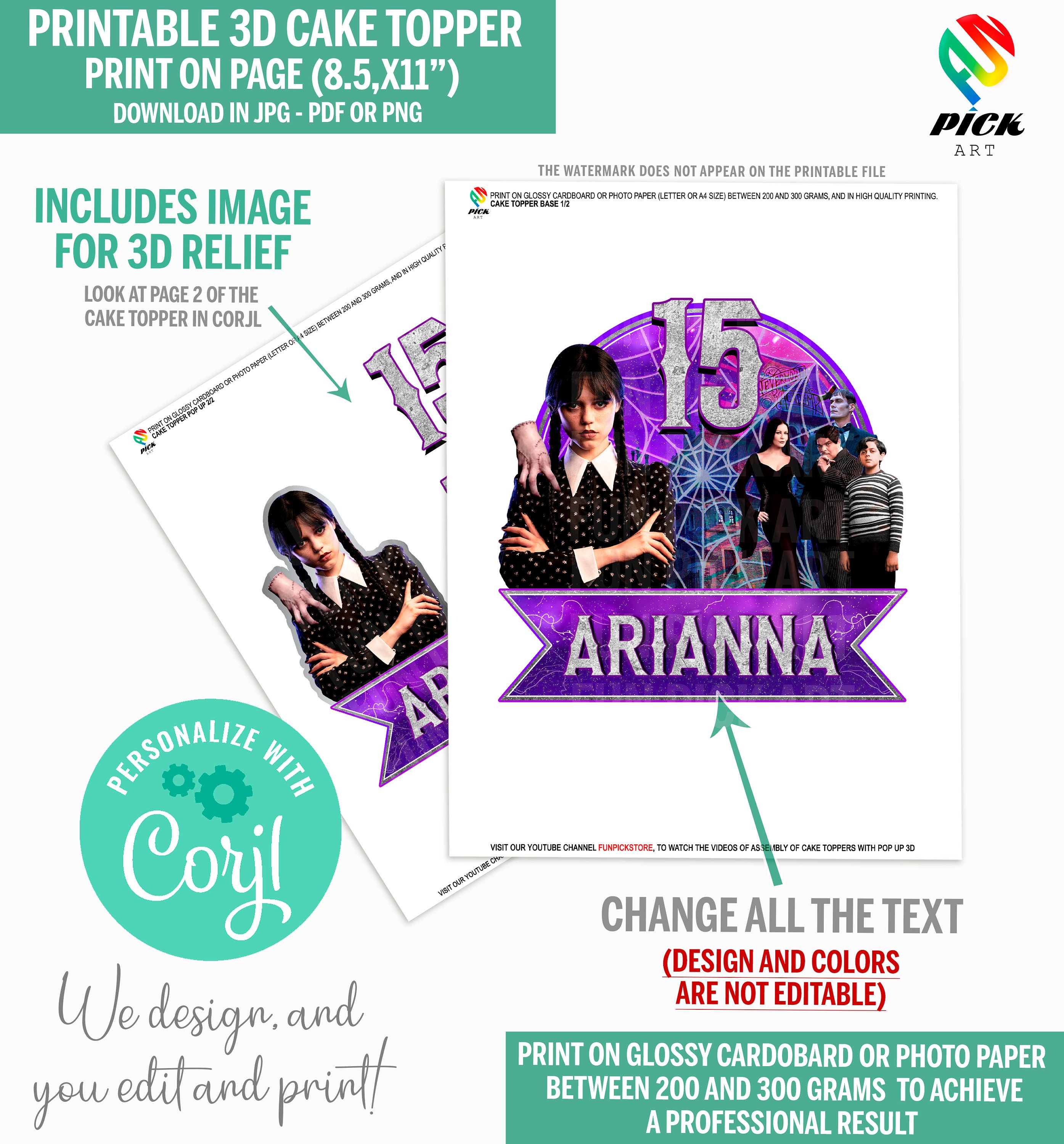 Editable 3D Cake Topper Birthday Custom Cake Kids Cake - Etsy