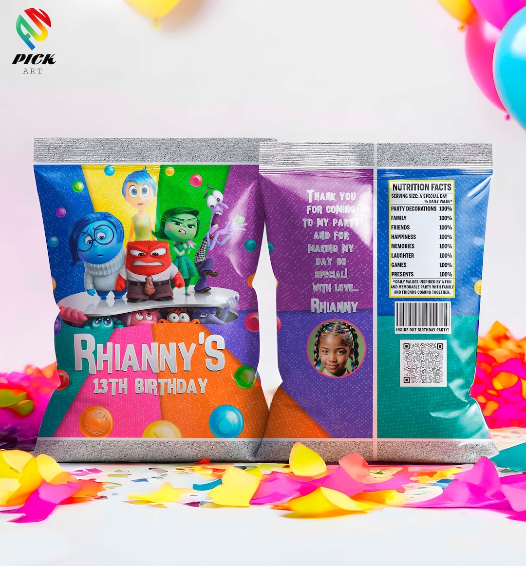 Emotions Chip Bag Wrapper, Joyful Snack Bag, Emotions Custom Bag, Kids ...