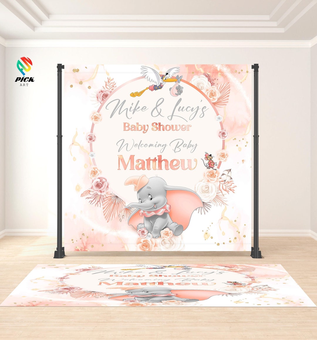 Editable Baby Elephant Backdrop Cute Elephant Banner Baby Shower ...