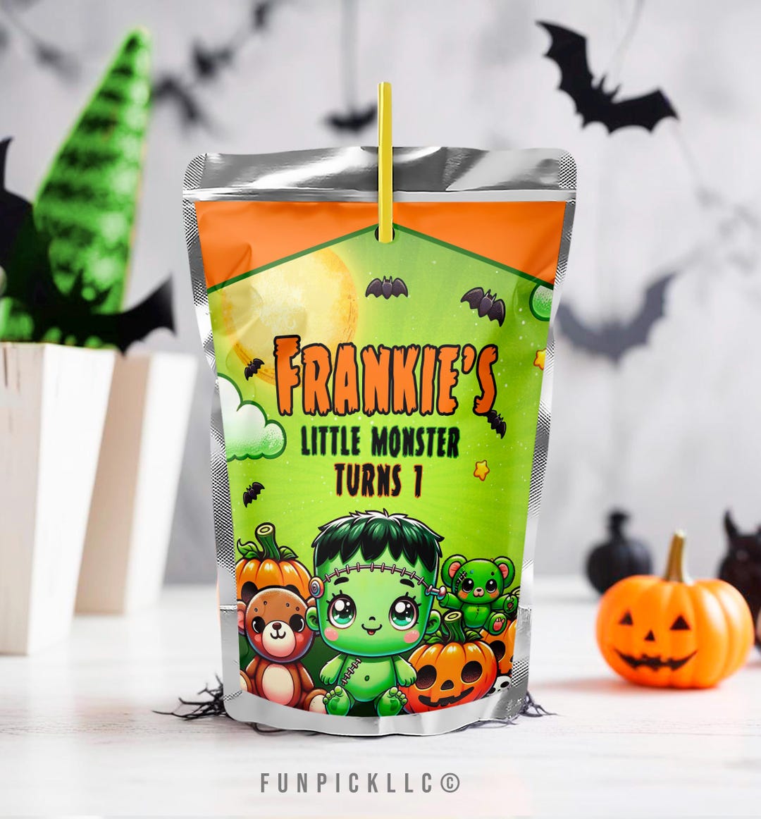 Little Monster Juice Label for DIY, Halloween Juice Pouch Label ...