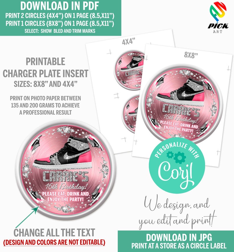 Editable Charger Plate Insert, Editable Charger Plate Template ...