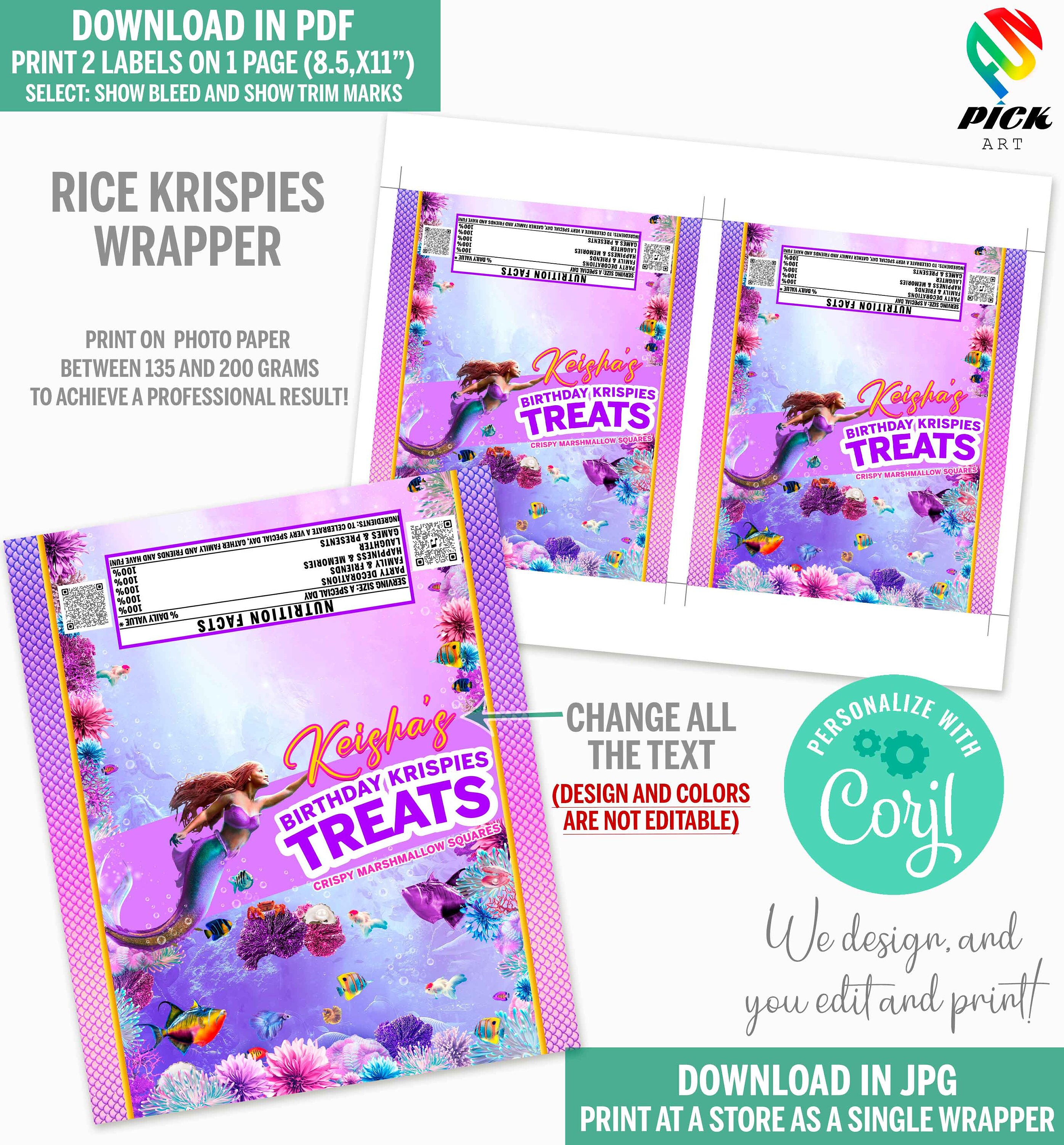 Editable Rice Krispies Wrapper Birthday Candy Wrappers Editable Rice ...