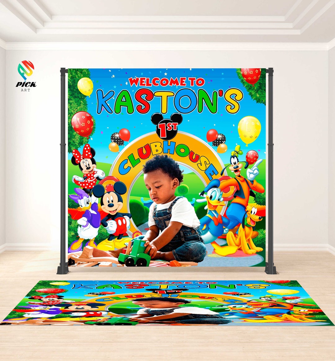 Editable Mouse House Backdrop Mouse Friends Banner Photo Kids Custom ...