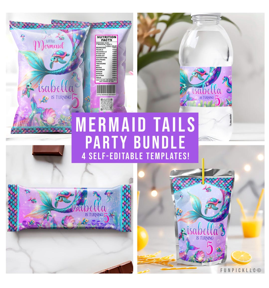 Mermaid Bundle for DIY, Mermaid Tale Pack, Sea Theme Kit, Ocean Favors ...