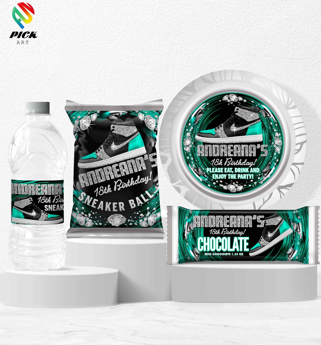 Editable Party Bundle, Editable Chips Bag, Editable Bottle Label ...