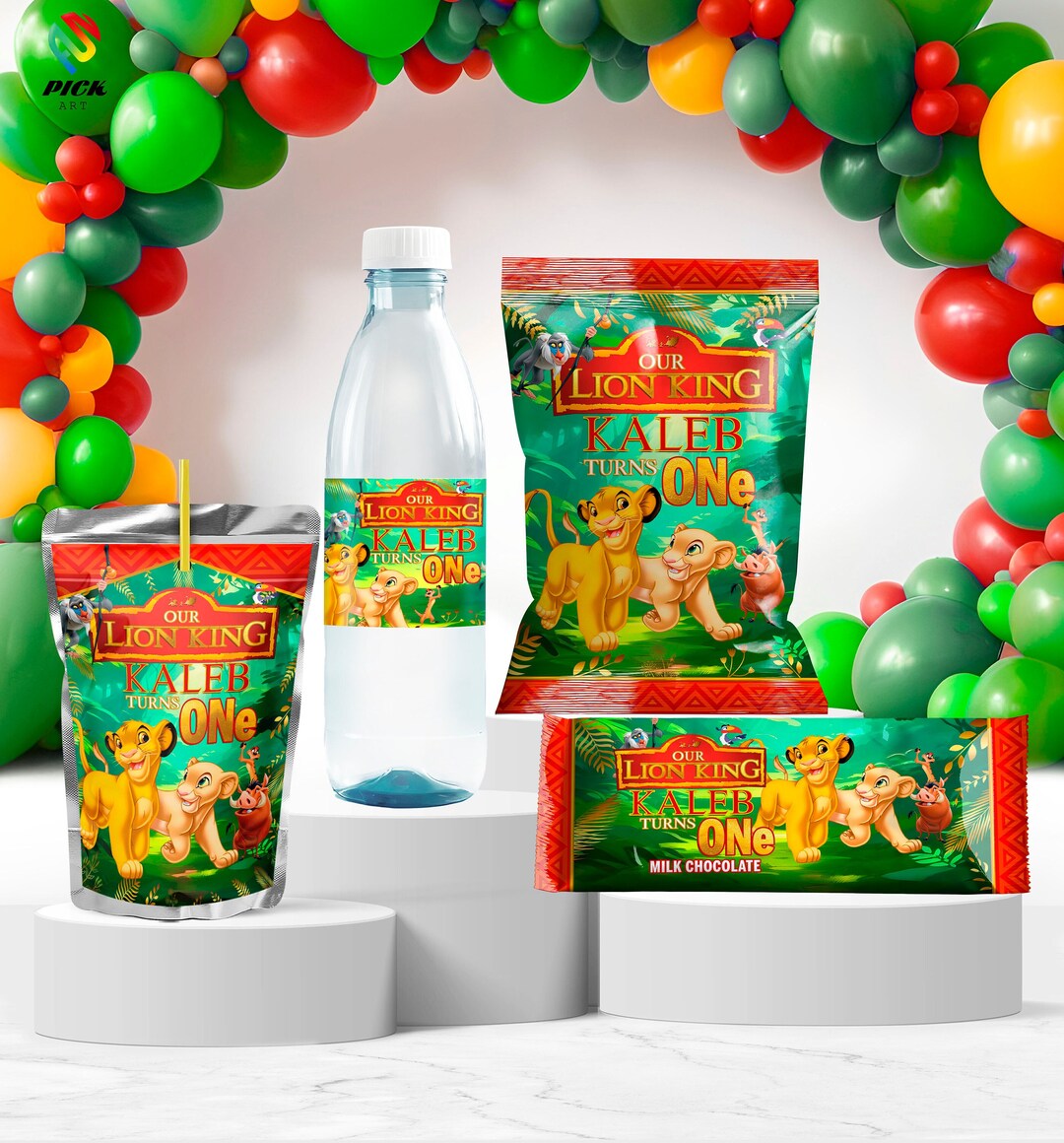 Baby Lion Party Bundle 4 Items Little Lion Chips Bag Lion Bottle Label ...