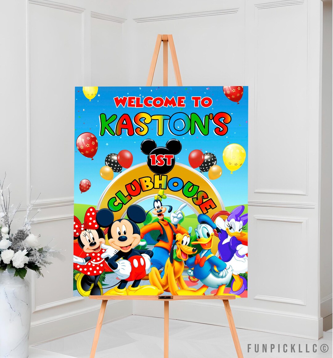 Editable Welcome Sign for DIY, Editable Custom Sign, Mouse House Theme ...