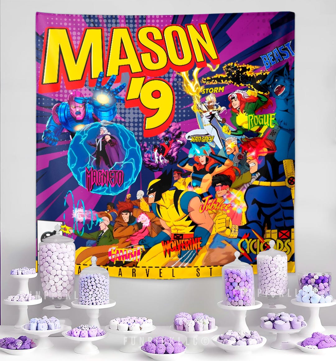 X-men Birthday Banner | Xmen Sign | Wolverine Backdrop | Marvel Comics ...