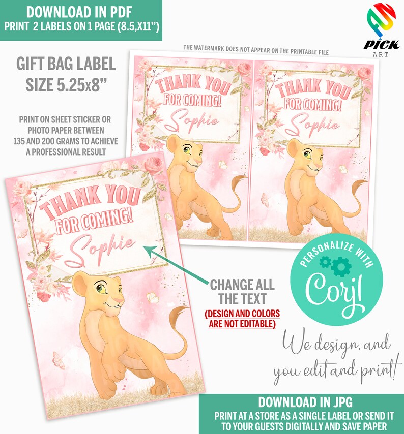 Editable Gift Bag Labels Birthday Treat Bag Kids Snack Bag - Etsy